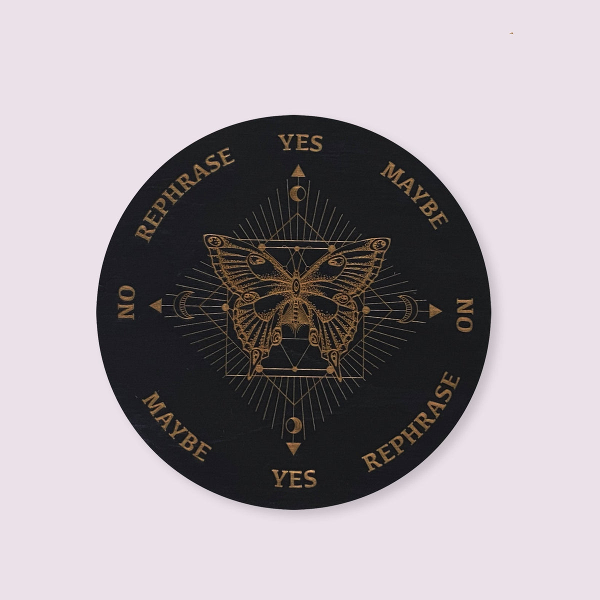 Mystical Moth Pendulum Board – Black 6" — TarotArts